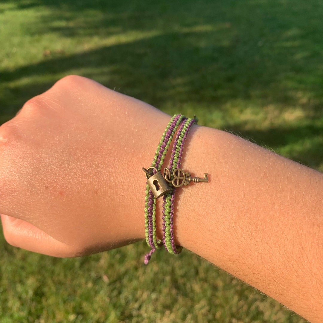 Adjustable Waterproof Lock and Key Bracelets | Waxed Cord | Set of Two ...
