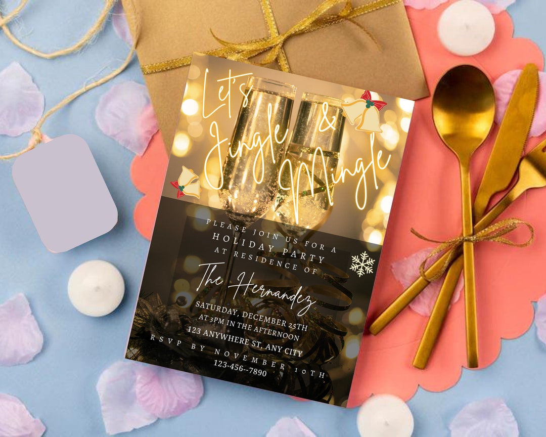 Elegant Holiday Party Invitation, Christmas Party, Cocktail Party ...
