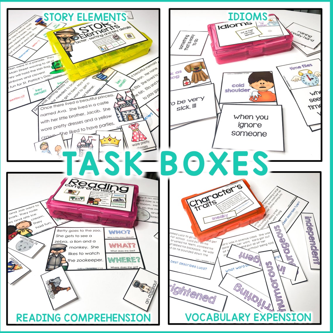 ELA Task Boxes: Set 1 K-2 With Carrying Case - Etsy