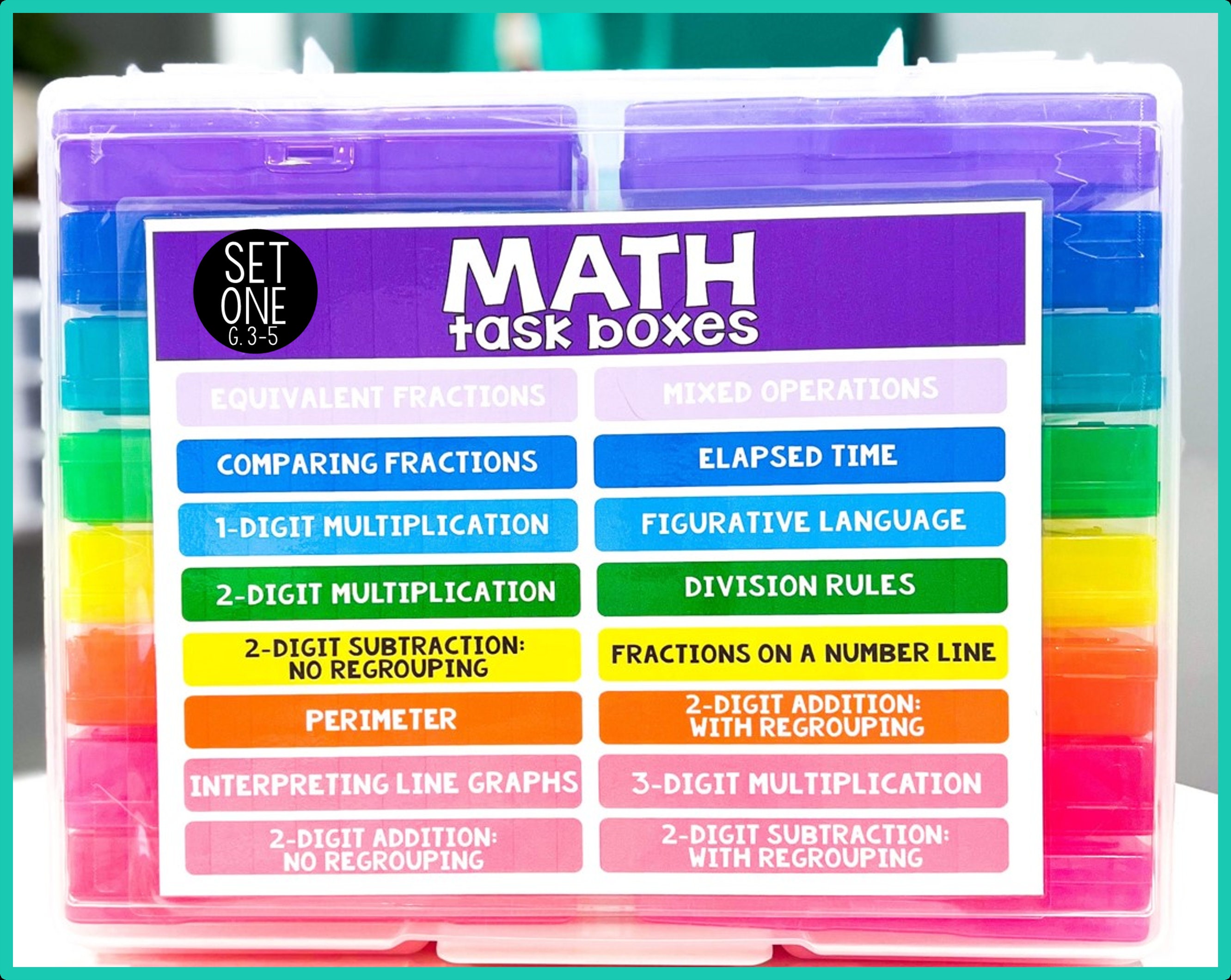 Math Task Boxes: Set 1 (grades 3-5) With Carrying Case - Etsy