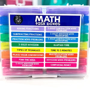 Math Task Boxes: Set 2 (grades 3-5) With Carrying Case - Etsy