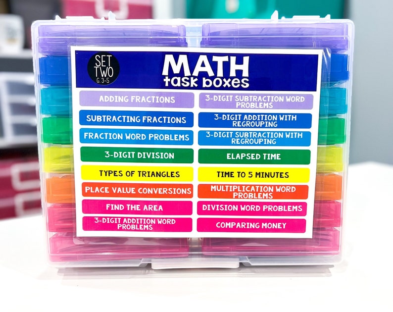 Math Task Boxes: Set 2 (grades 3-5) With Carrying Case - Etsy
