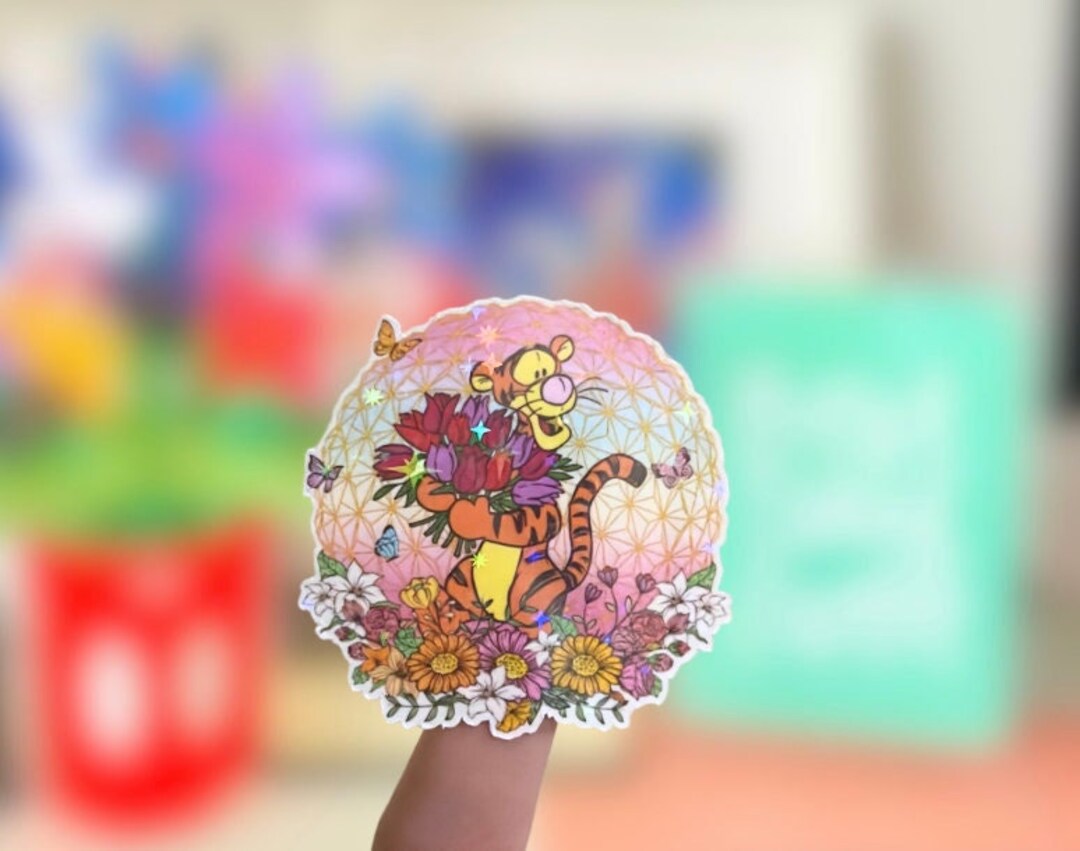 Floral Epcot Tigger Disney Holographic Star Laptop Stickers/ Winnie the ...