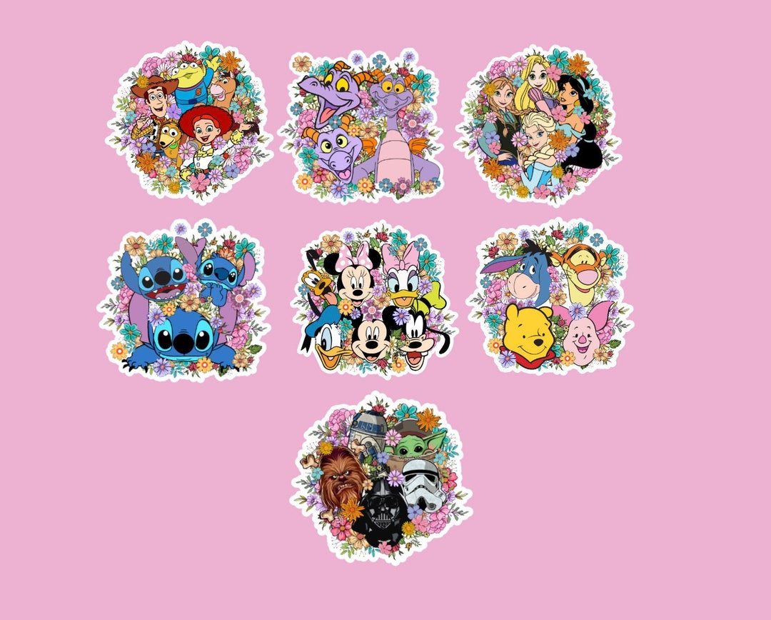 Disney Floral Stickers Waterproof Stickers for Water Bottles, Laptops ...