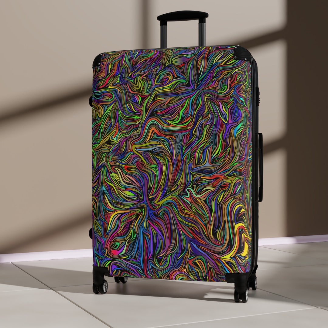 Suitcase Rainbow Colourful Graphic Design Traveling Suitcase 360 Degree ...