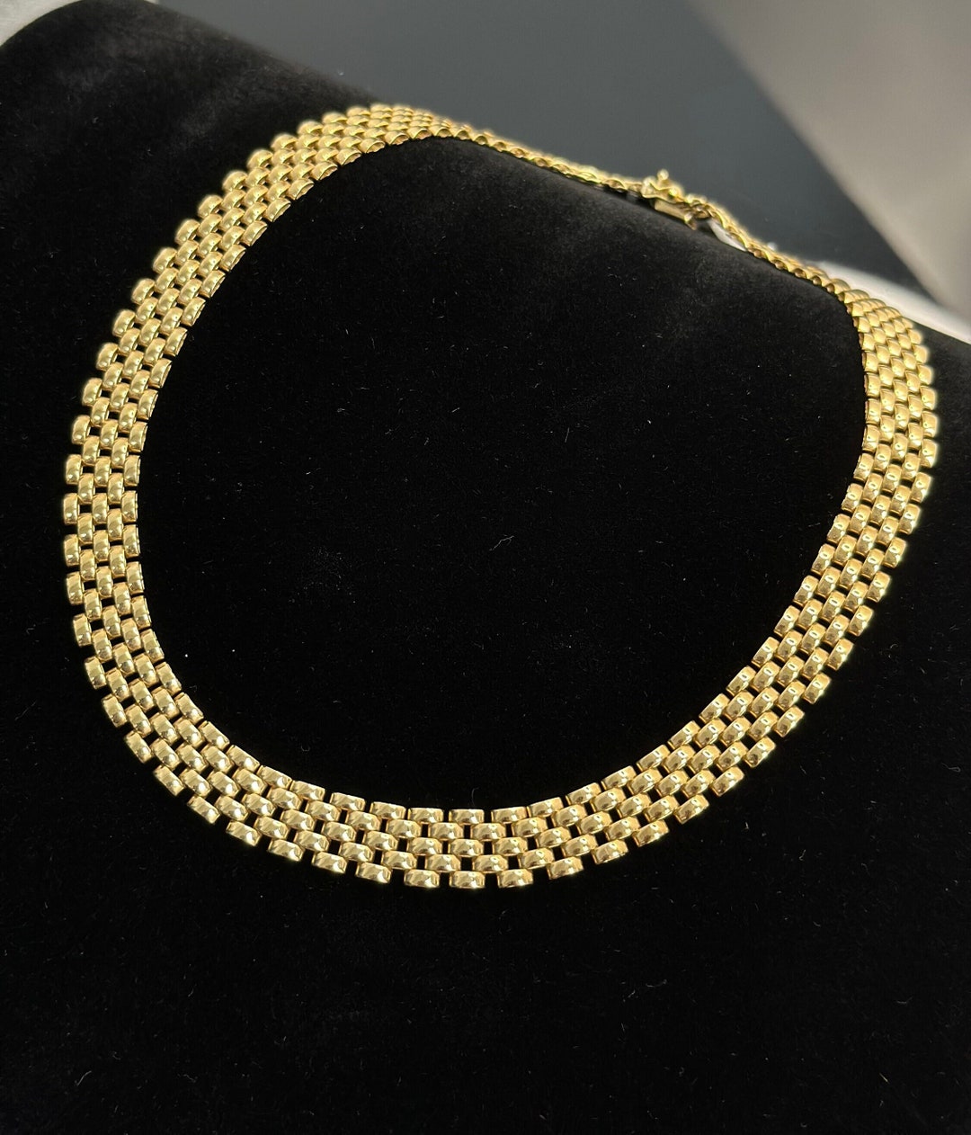 Mesh Necklace, 14 K Gold Mesh Choker, Mesh Chain Necklace - Etsy