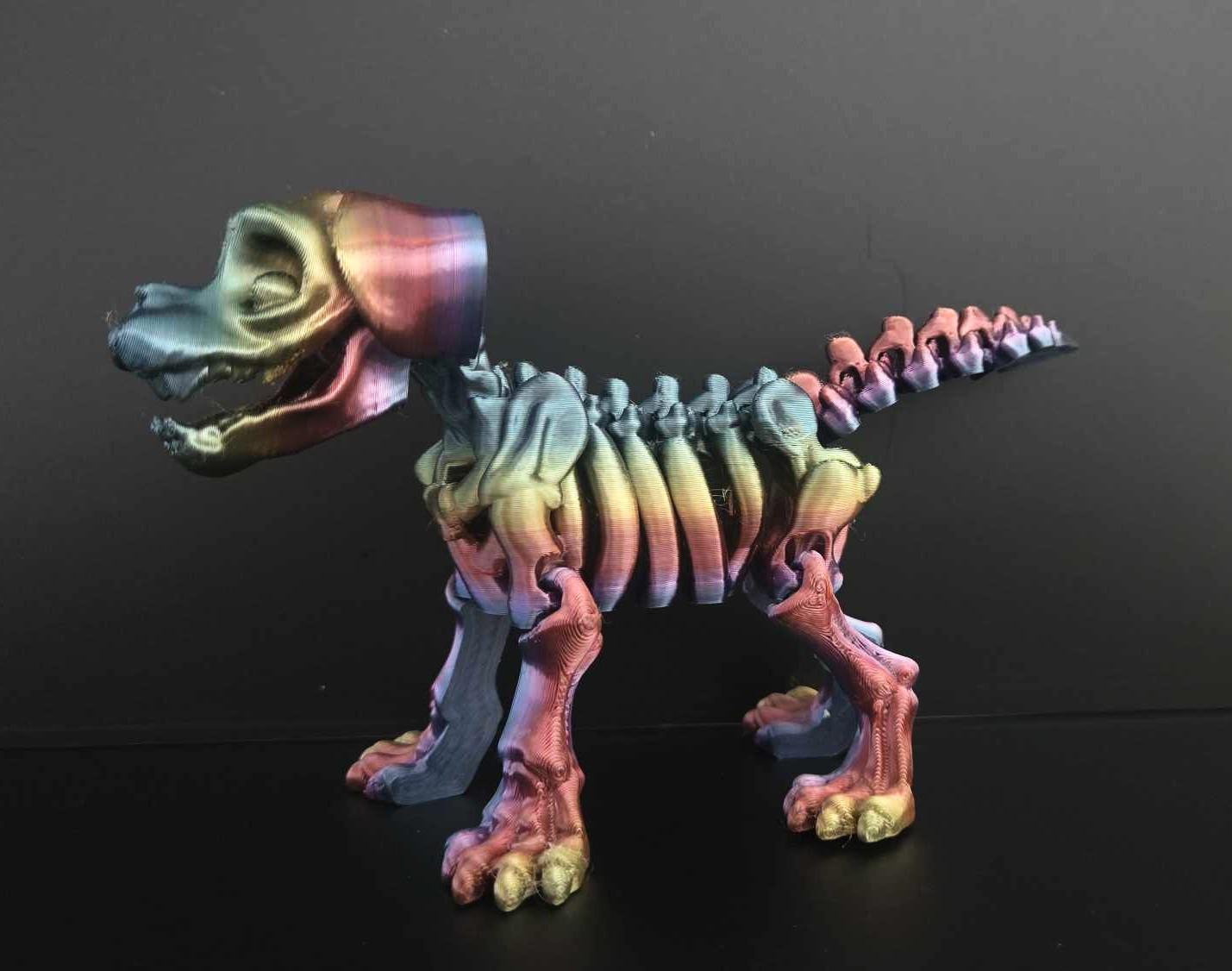 3D Printed Articulated Animal Skeleton Dog | Durable Silk PLA Design ...
