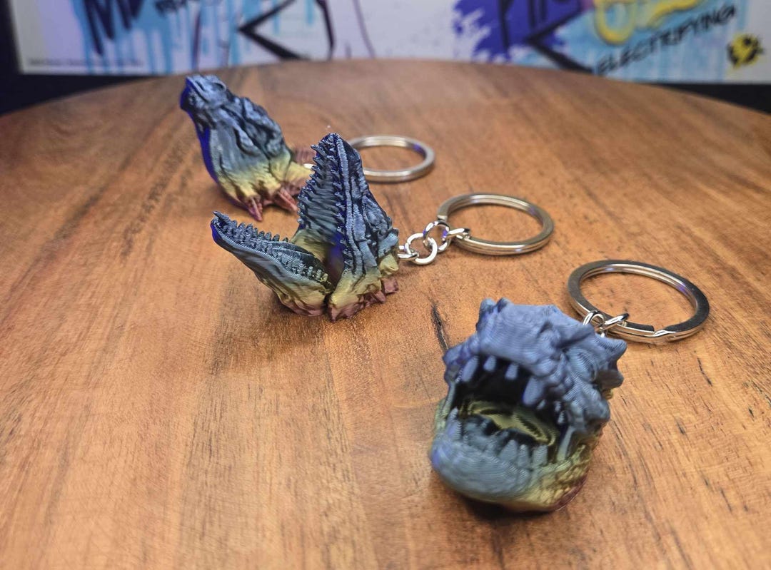 3D Printed Giant Lizard Keychains Godzilla, Articulated Basilisk ...