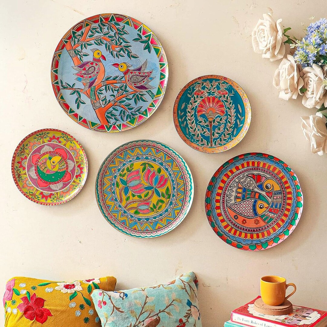 Handicraft Paint Wall Art Plates Set of 5 Home Decorative - Etsy
