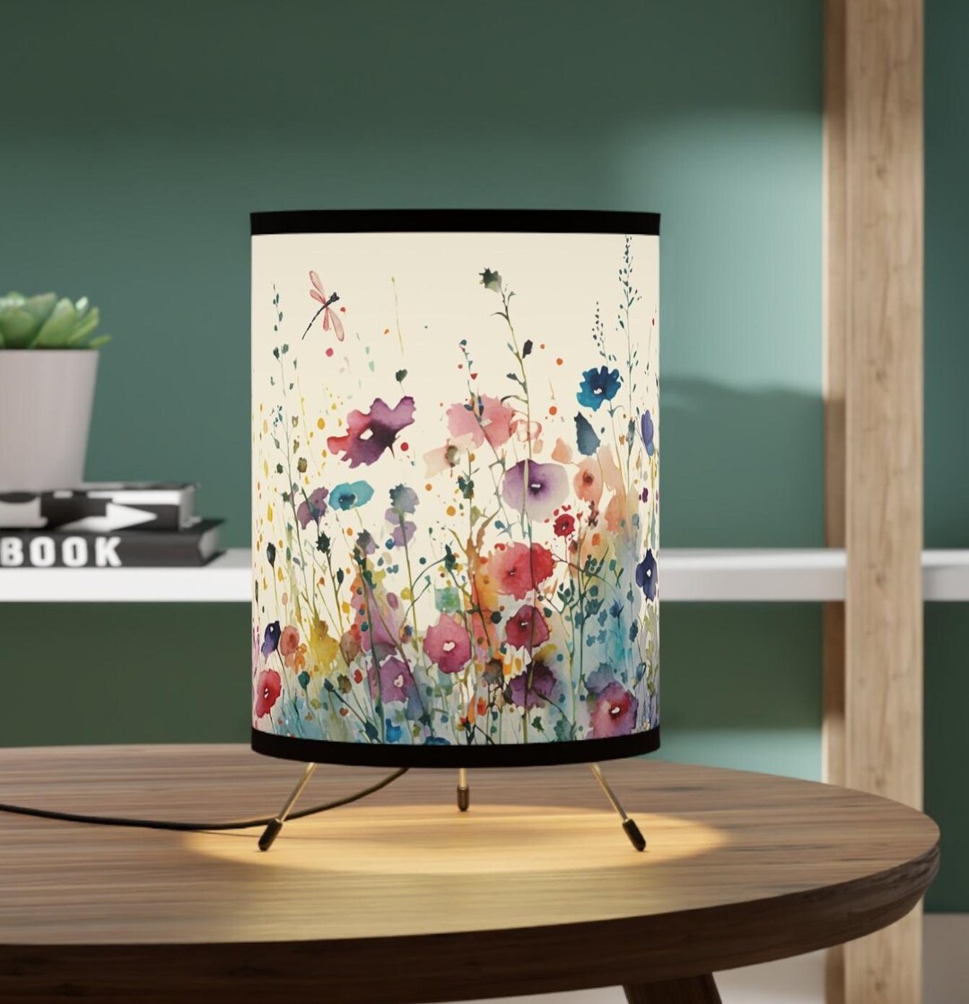 Watercolor Wildflowers Desk Table Lamp | Garden Flowers Home Décor ...
