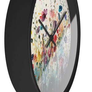 Watercolor Wildflowers Wall Clock | 3 Frame Choices | Floral Home Decor ...