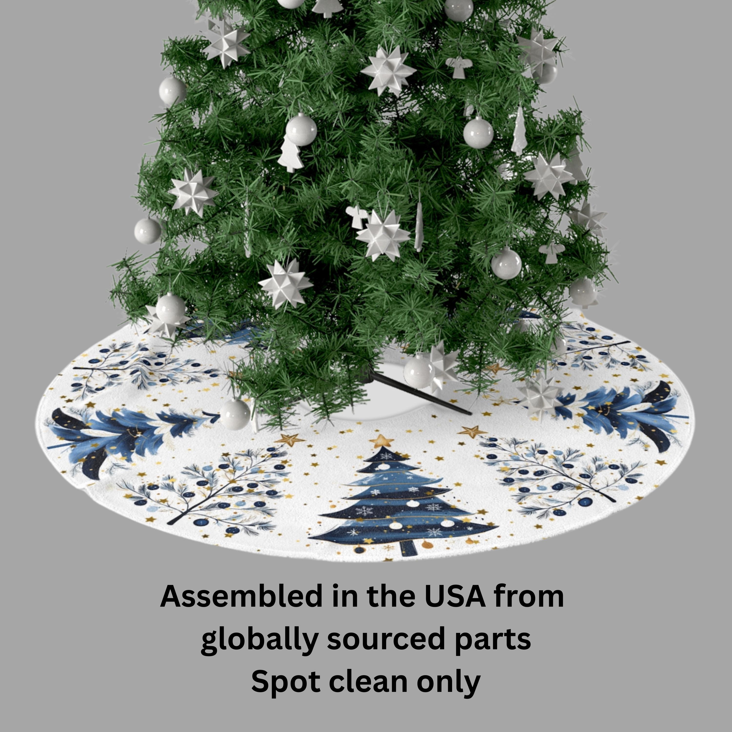 Tree Skirts, Blue Christmas Trees, Starry Festive Design, Holiday Home ...
