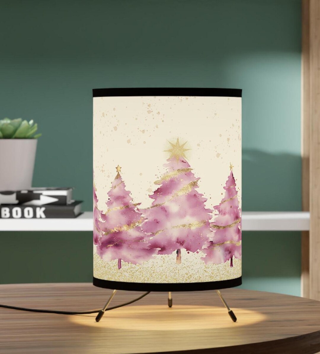 Pink Christmas Trees Holiday Desk Table Lamp Pinkmas Winter Home Decor ...