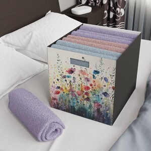 Watercolor Wildflowers Felt Storage Box | Floral Home Décor & Smart ...