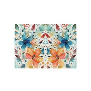 Watercolor Wildflowers Outdoor Rug | Colorful Abstract Floral Patio ...