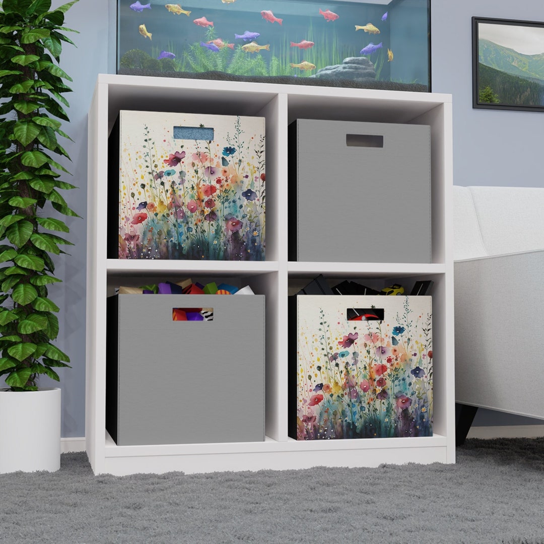 Watercolor Wildflowers Felt Storage Box Floral Home Décor & Smart ...