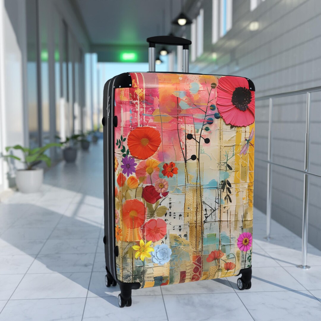 Swivel Wheel Hard Sided Suitcases - 3 Sizes | Colorful Mixed Media ...