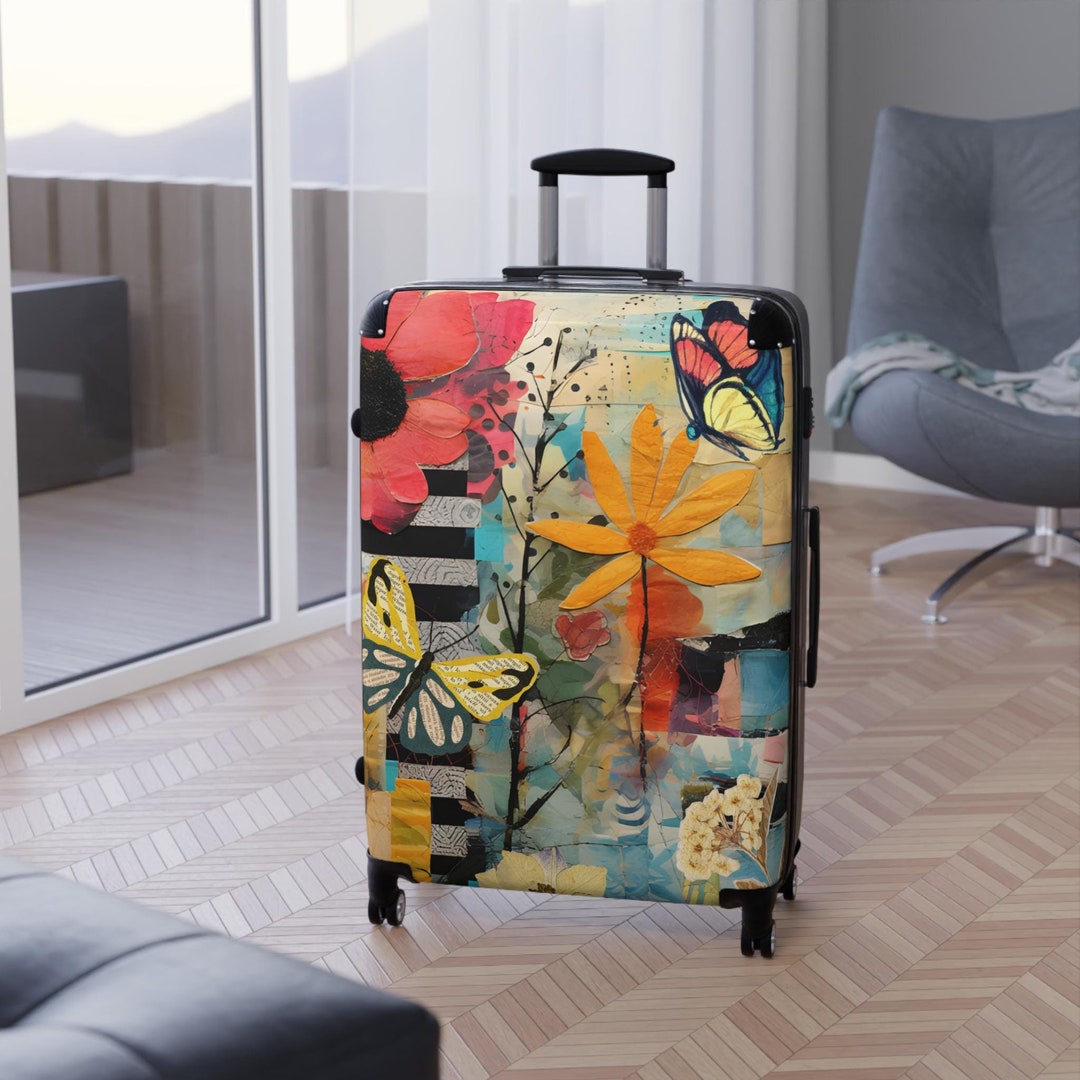 Swivel Wheel Hard Sided Suitcases - 3 Sizes | Colorful Mixed Media ...