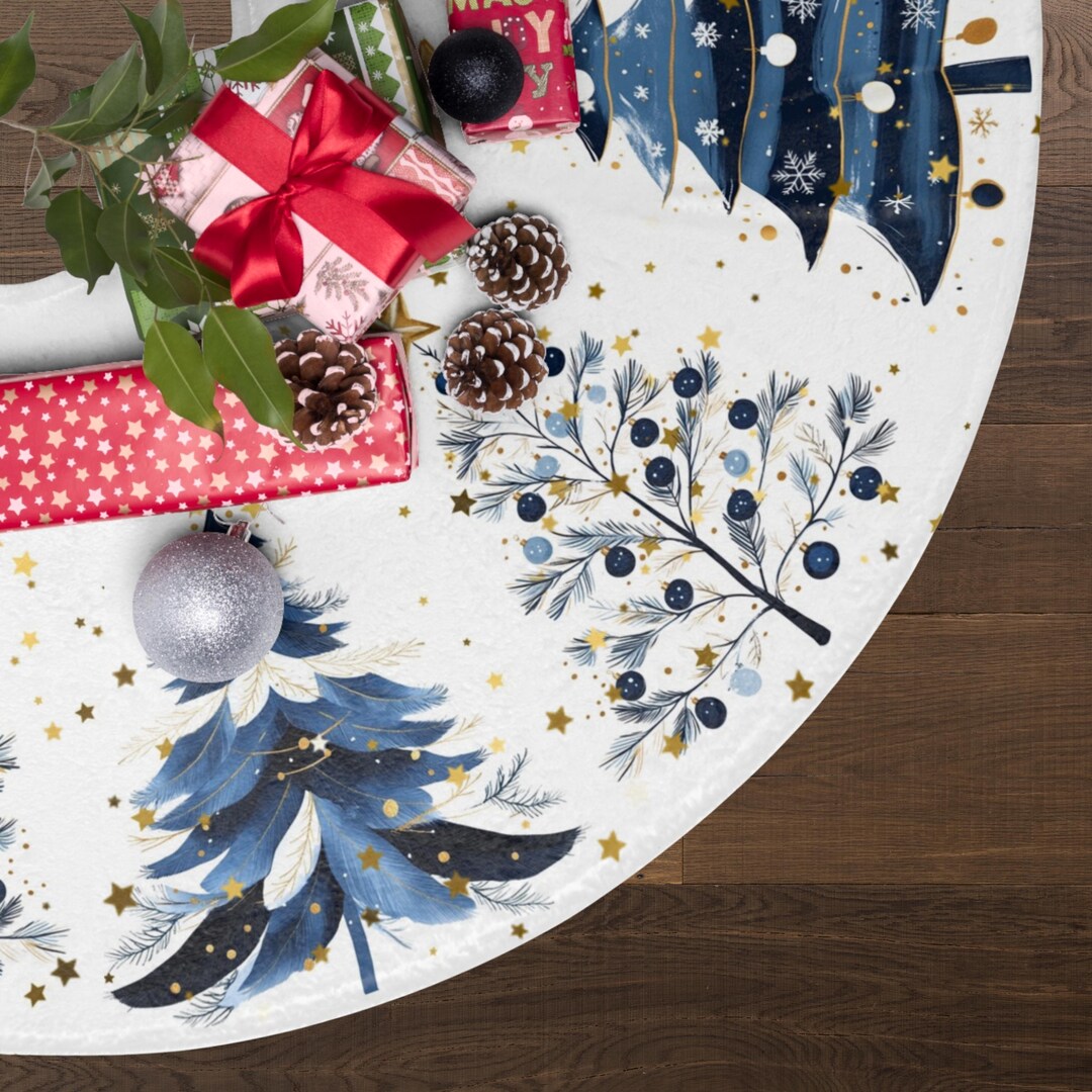 Tree Skirts, Blue Christmas Trees, Starry Festive Design, Holiday Home ...