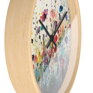 Watercolor Wildflowers Wall Clock | 3 Frame Choices | Floral Home Decor ...