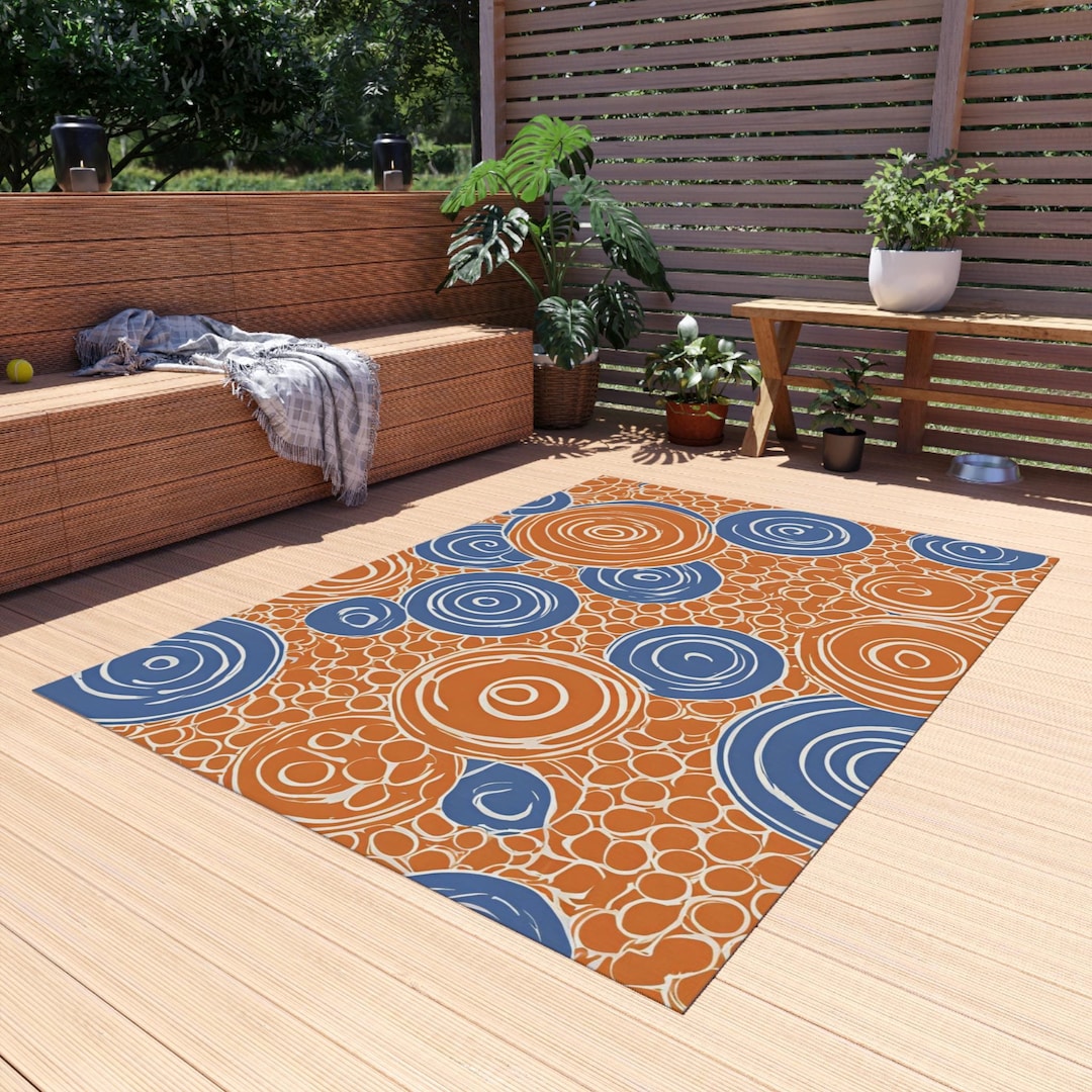 Outdoor Rug | Colorful Geometric Area Rug | Spring Summer Garden Decor ...