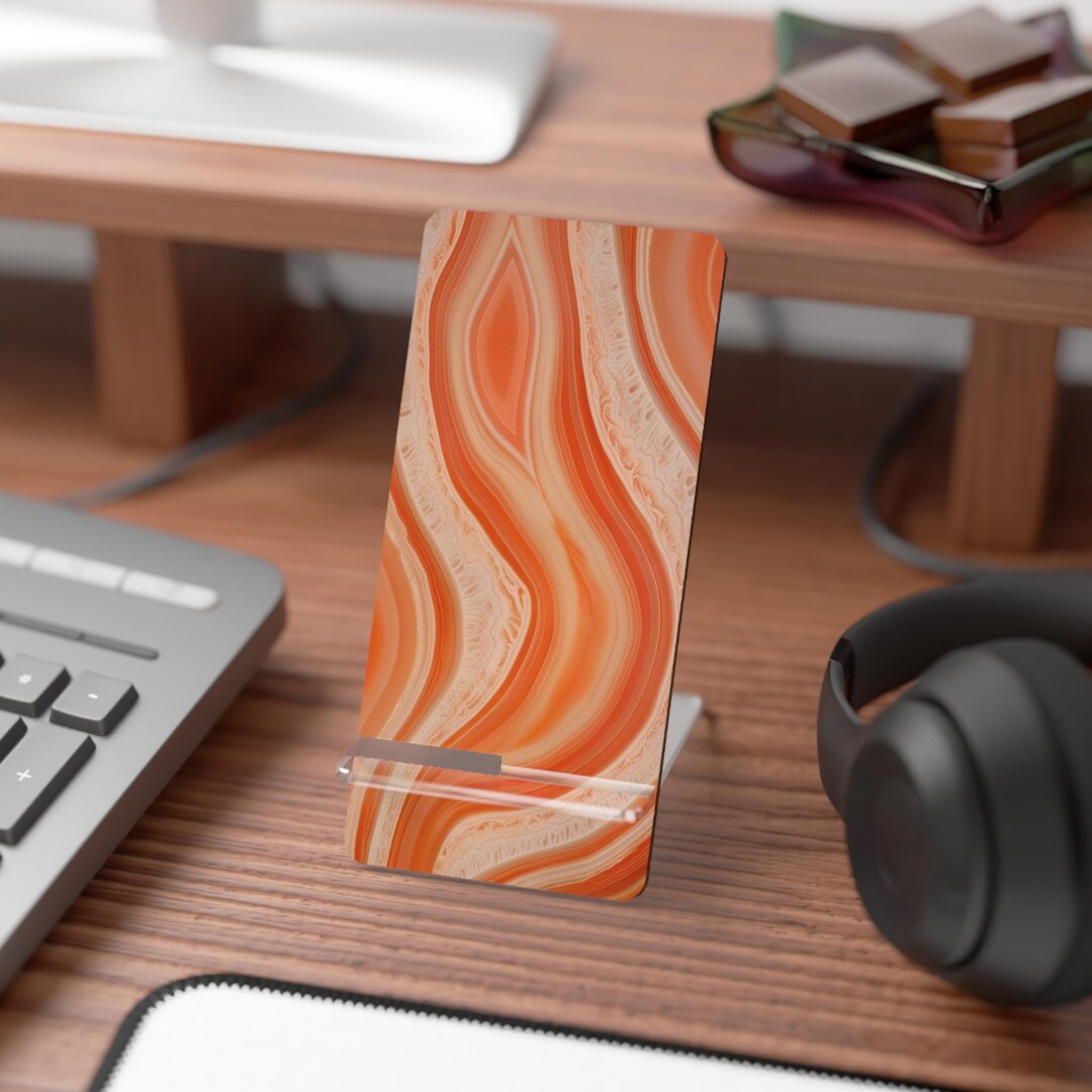 Orange Geode Phone Stand | Faux Marble Mobile Display | Smartphone ...