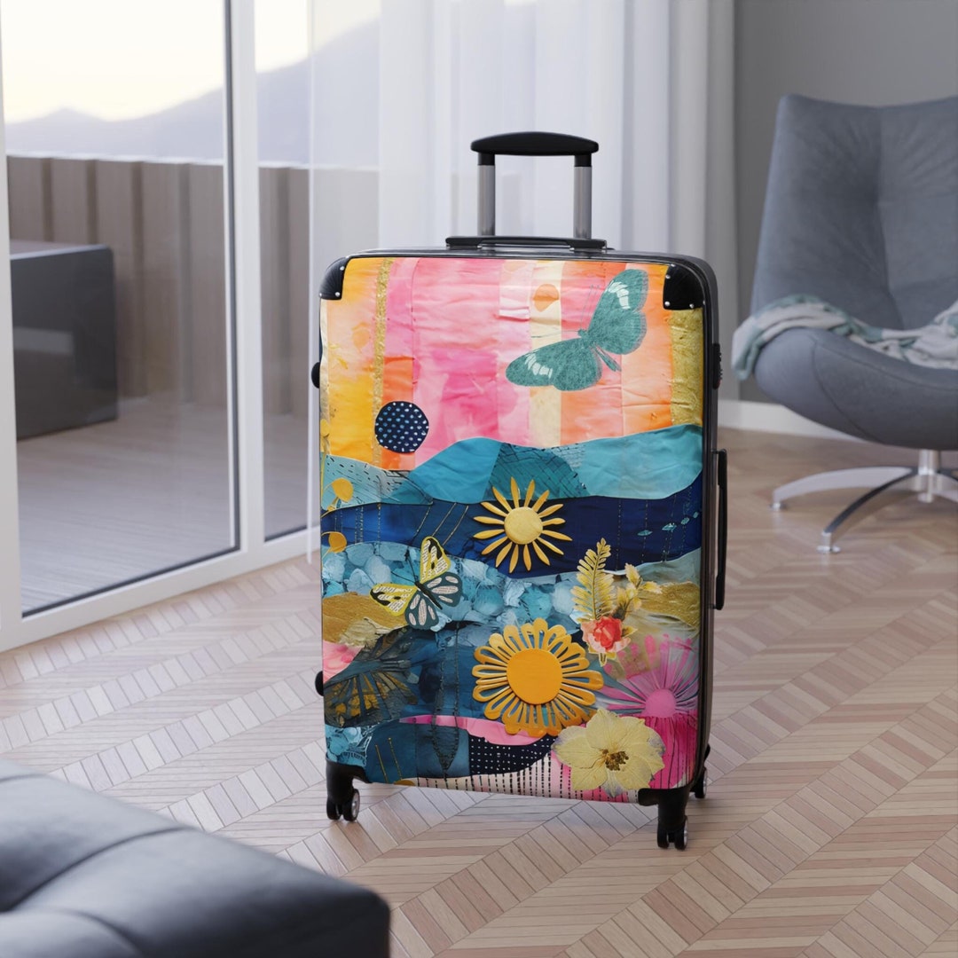 Swivel Wheel Hard Sided Suitcases - 3 Sizes | Colorful Mixed Media ...