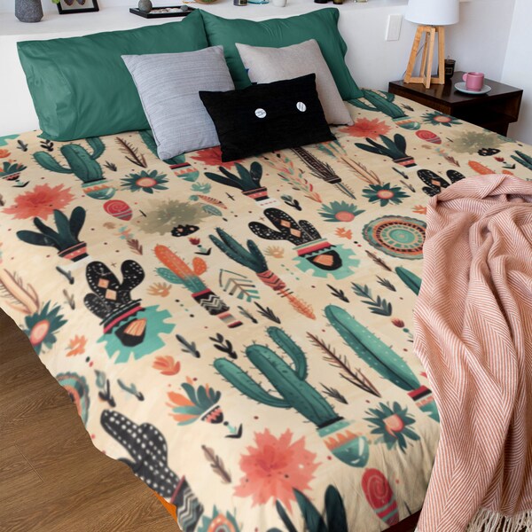 Cactus Bedding Queen - Etsy