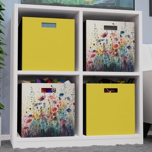 Watercolor Wildflowers Felt Storage Box | Floral Home Décor & Smart ...