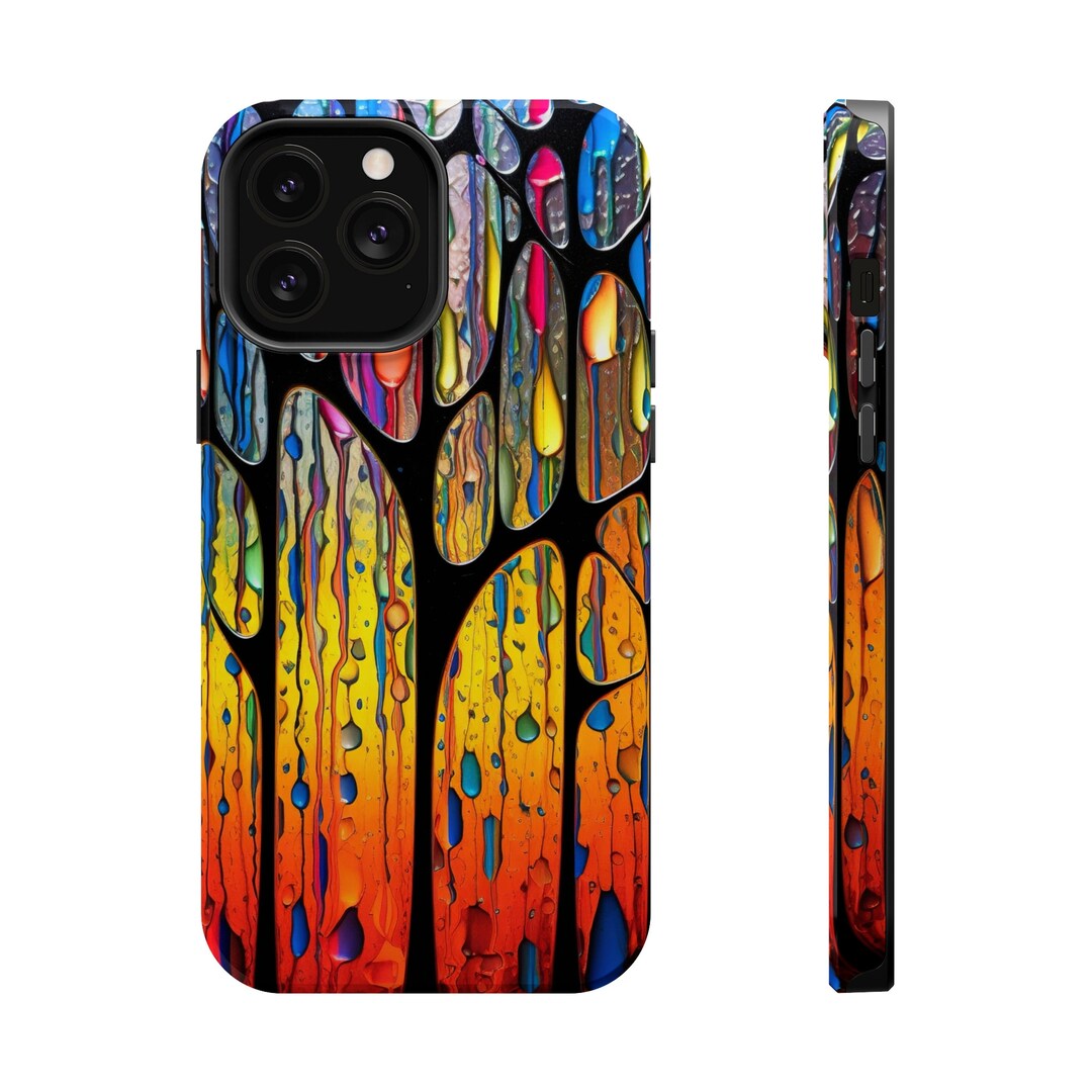 Stained Glass Raindrops Phone Case Magsafe Compatible Fits iPhone 15 14 13 Pro Plus Max Mini ...