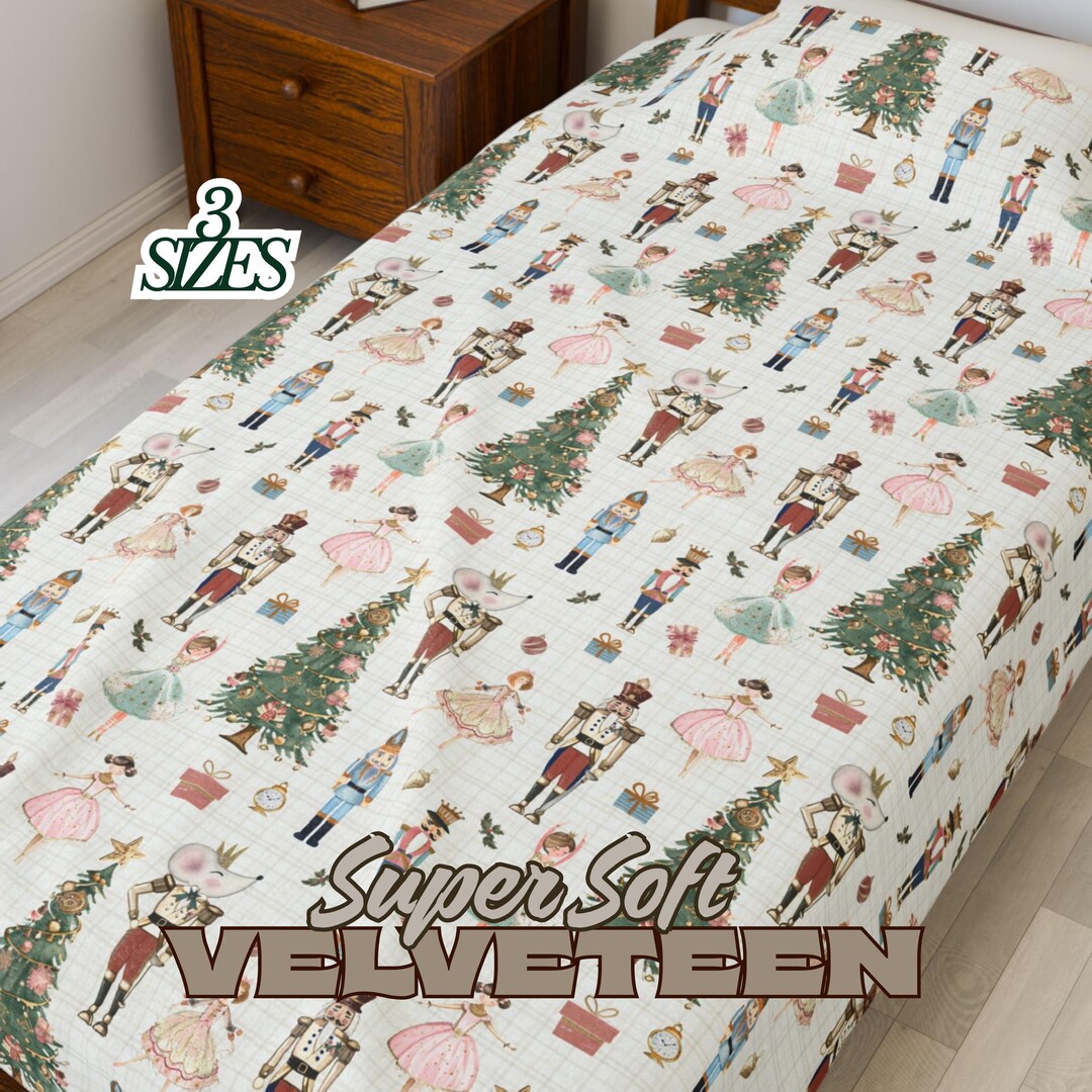 Nutcracker Velveteen Plush Blanket | Cozy Winter Throw | Sugar Plum ...