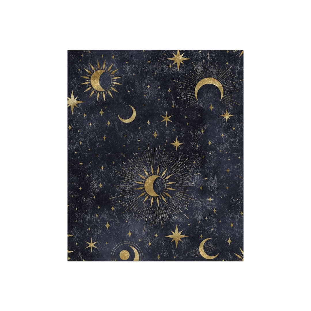 Celestial Plush Throw, Boho Throw Blanket, Couch Blanket, Moon and ...
