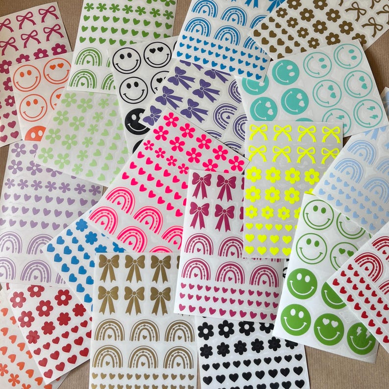 Aufkleber Trinkglas Stickerbogen | Trinkglas Blumen | Sticker Smiley ...