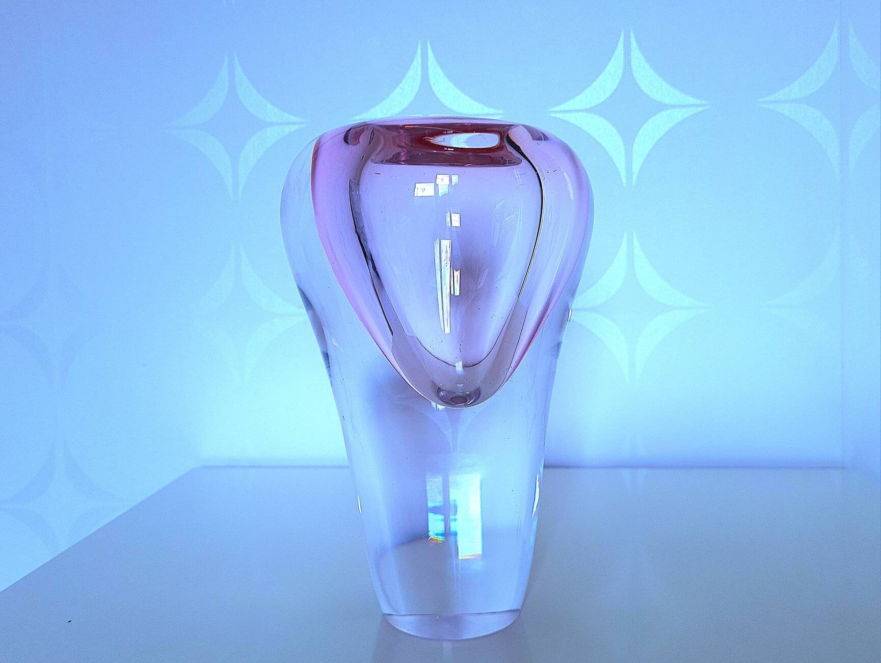 Big and Heavy Pink Glass Vase - Etsy