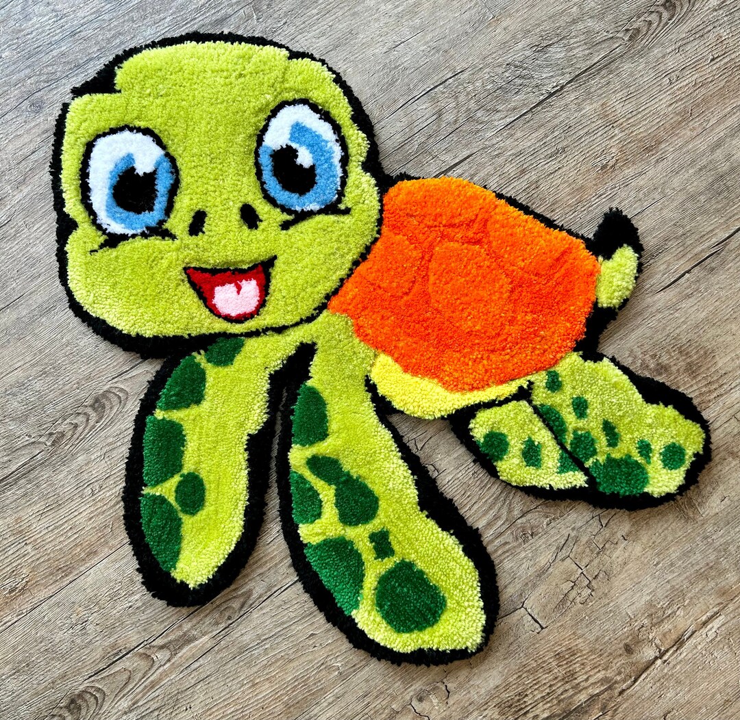 Handmade Tufted Sea Turtle Acrylic Rug - Etsy