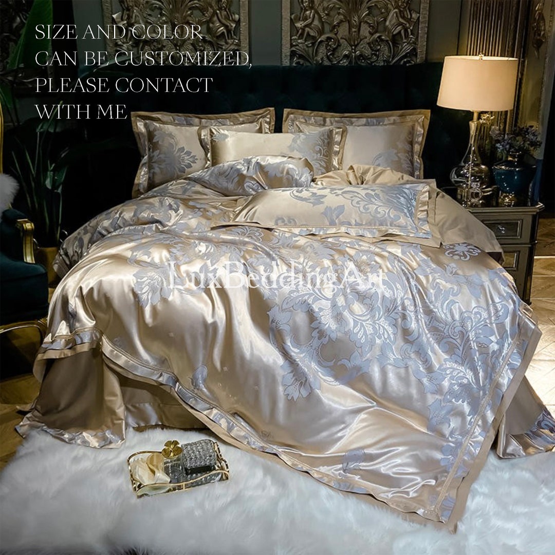 Luxury Elegant Silk Sateen Cotton Delicate Jacquard Silky Soft Bedding ...
