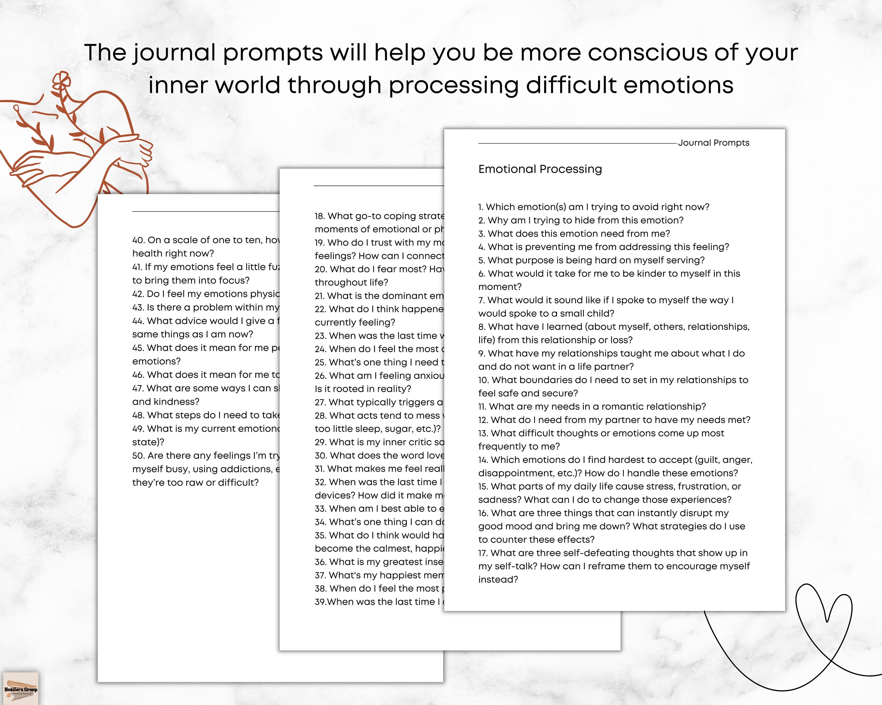 50 Journal Prompts for Emotion Self-therapy, Self Reflection Journaling ...
