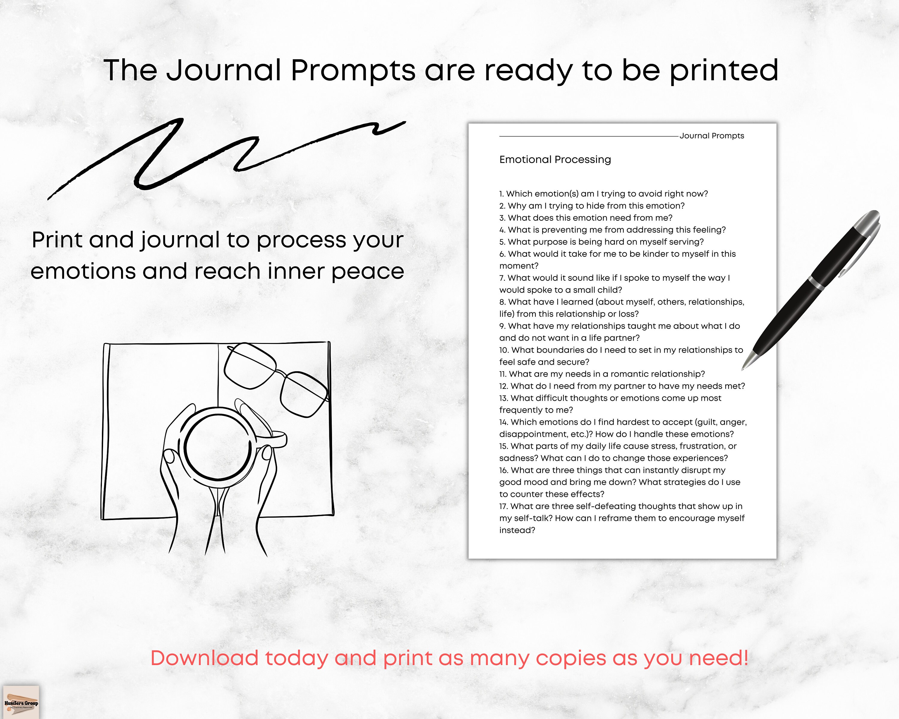 50 Journal Prompts for Emotion Self-therapy, Self Reflection Journaling ...
