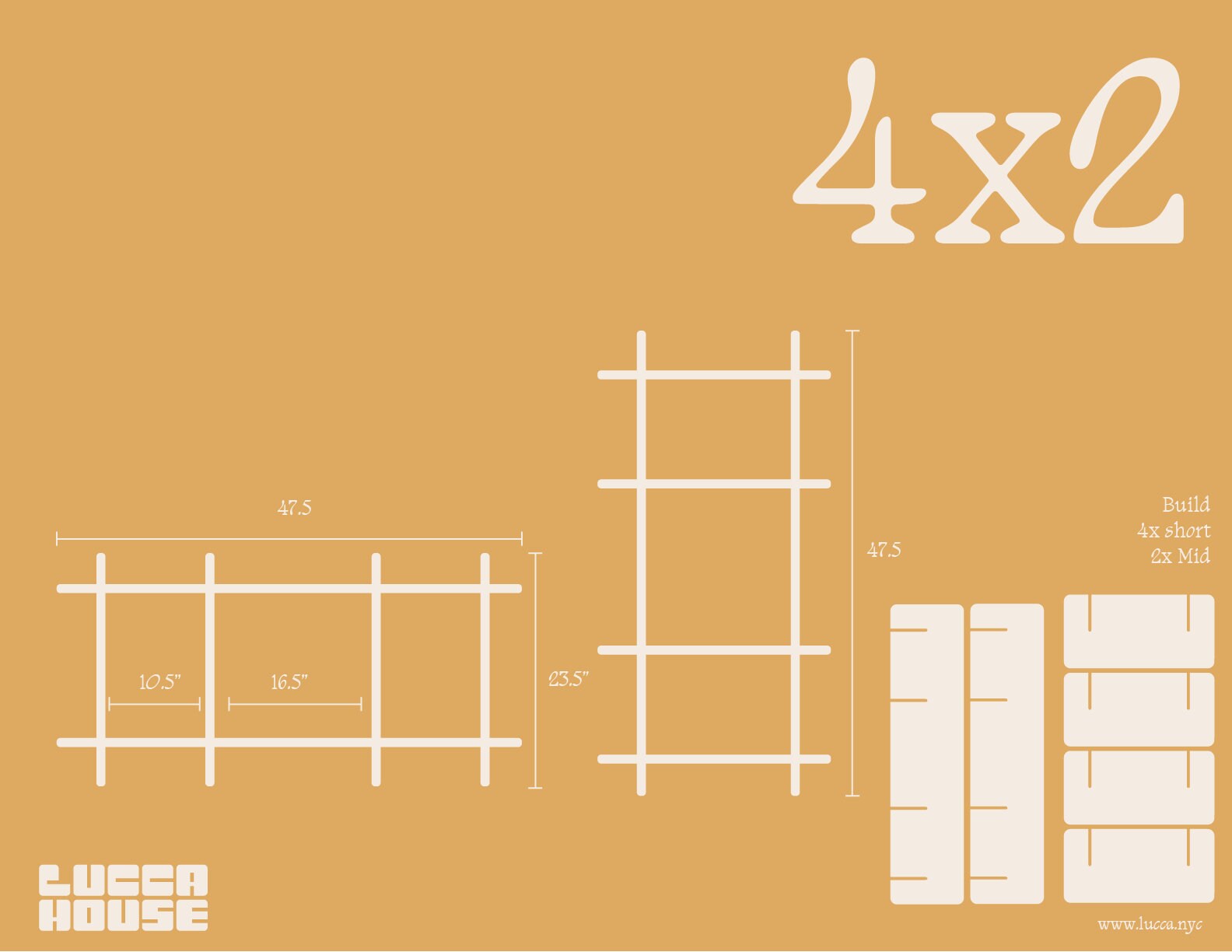 4x2 Grid Shelf Flatpack. - Etsy