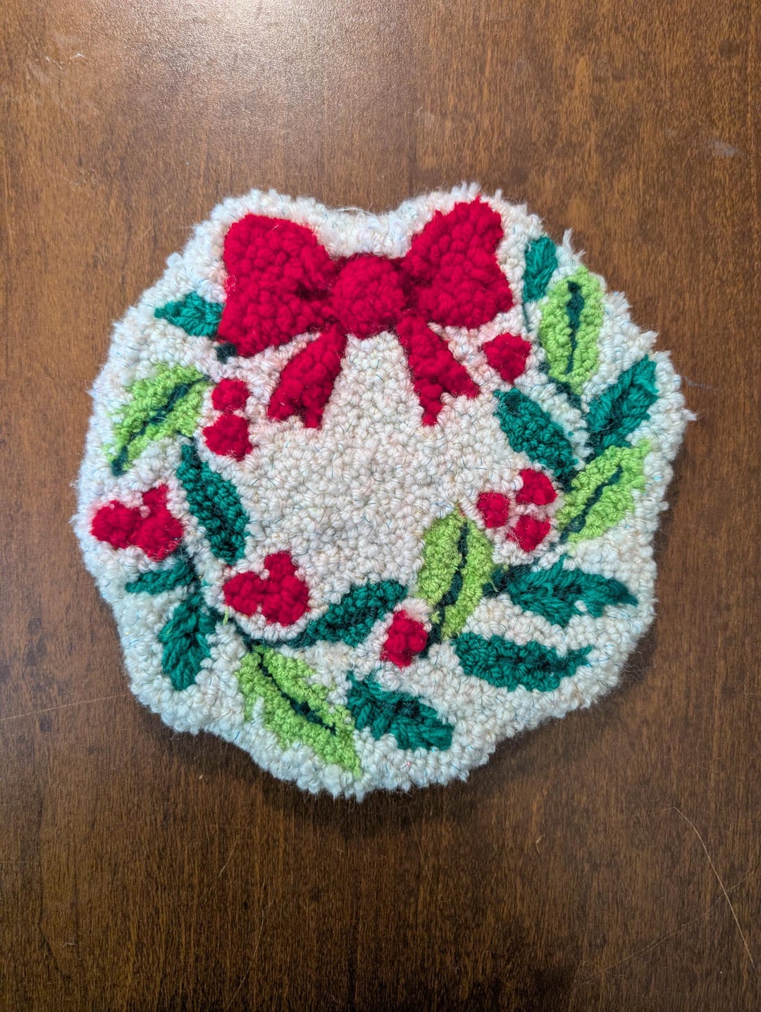 Holiday Fluffy Punch Needle Coaster / Trivet - Etsy