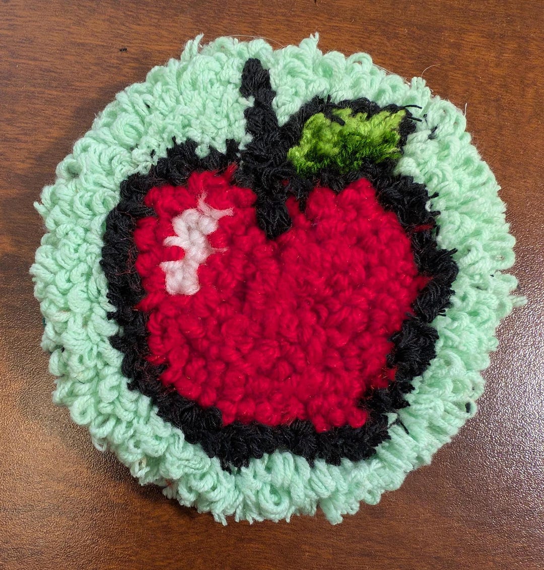 Handmade Fluffy Punch-needle Coasters – Fruit & Vegetable Collection - Etsy
