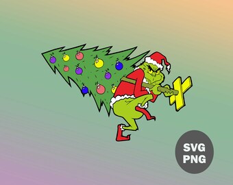Grinch Stealing Tree Svg - Etsy UK