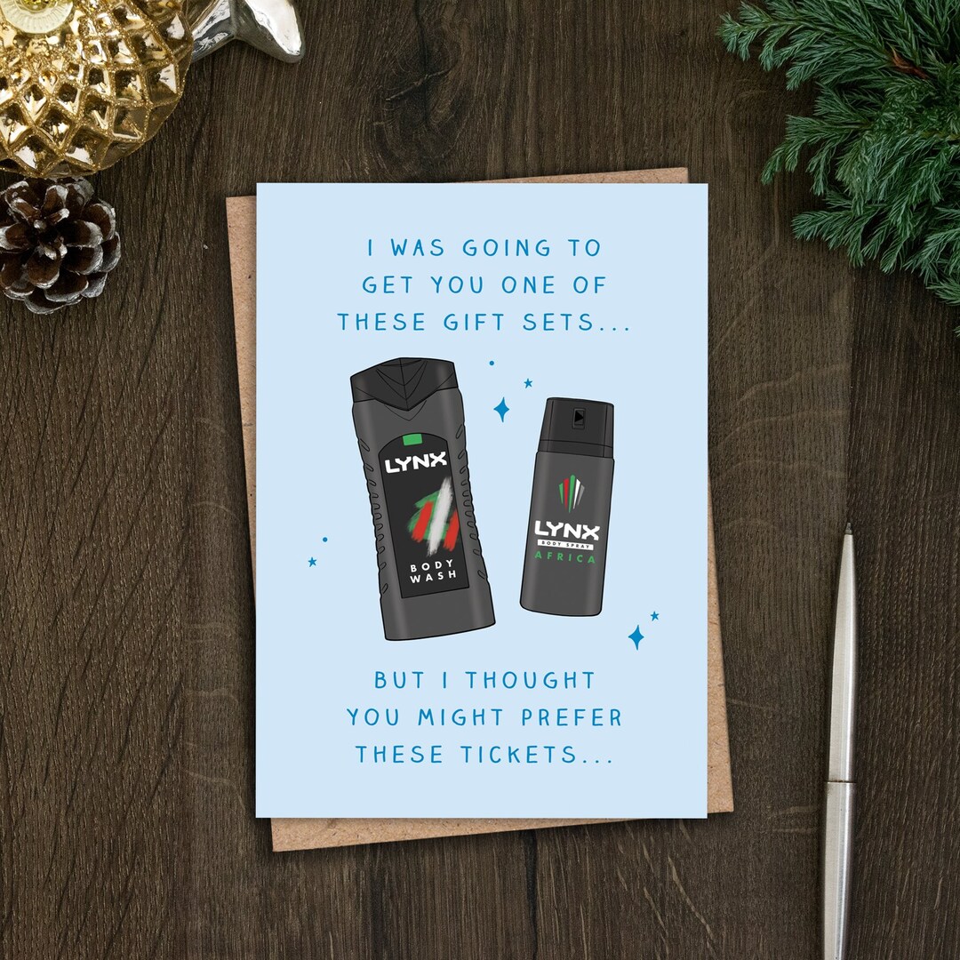 Funny Lynx Gift Set Christmas Card for Him, Boyfriend, Husband, Dad ...