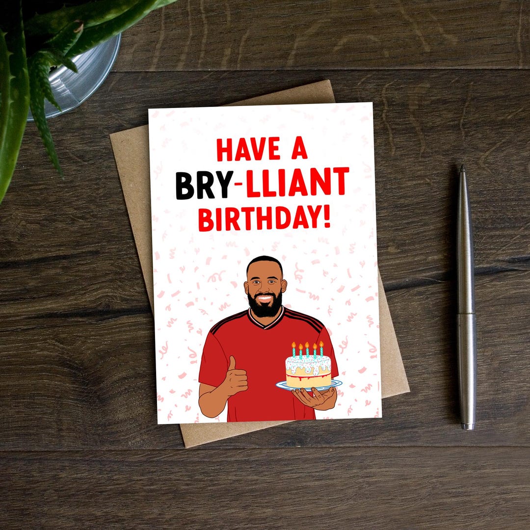 Funny Bryan Mbuemo Birthday Card for Him, Football Bday Card for ...