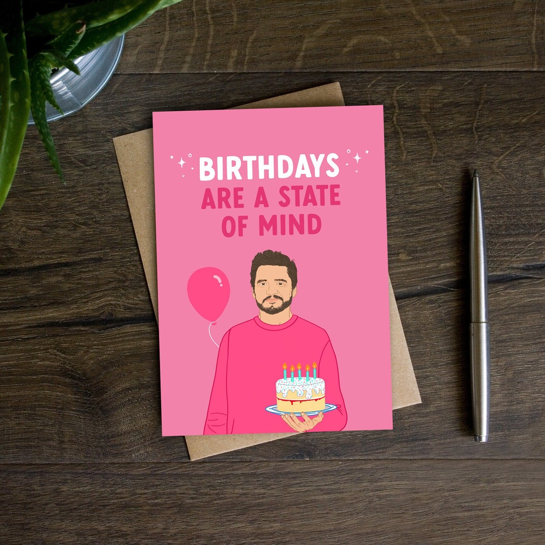 Funny Pedro Pascal Birthday Card for Friend, Her, Sister, Bestie, Work ...