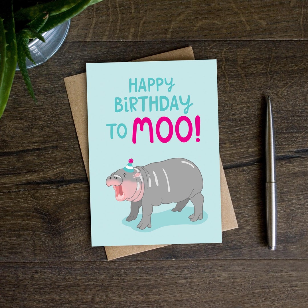 Funny Moo Deng Birthday Card for Her, for Friend, Sister, Daughter ...