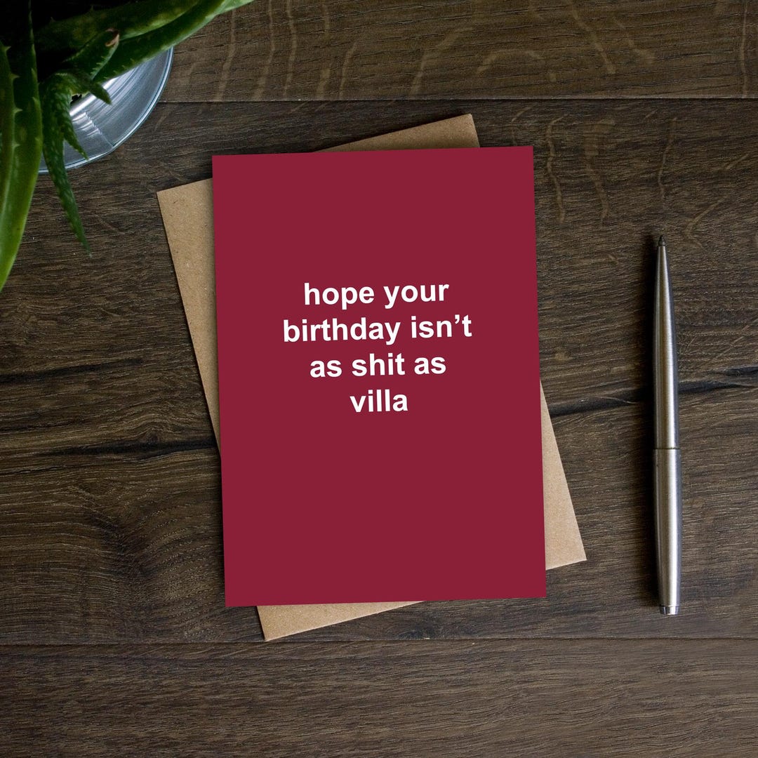 Funny Football Birthday Card for Aston Villa Supporter, Brother, Dad ...