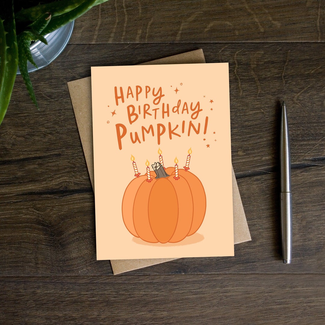 Funny October Birthday Card | Cute Pumpkin Birthday Card for Her, Happy ...