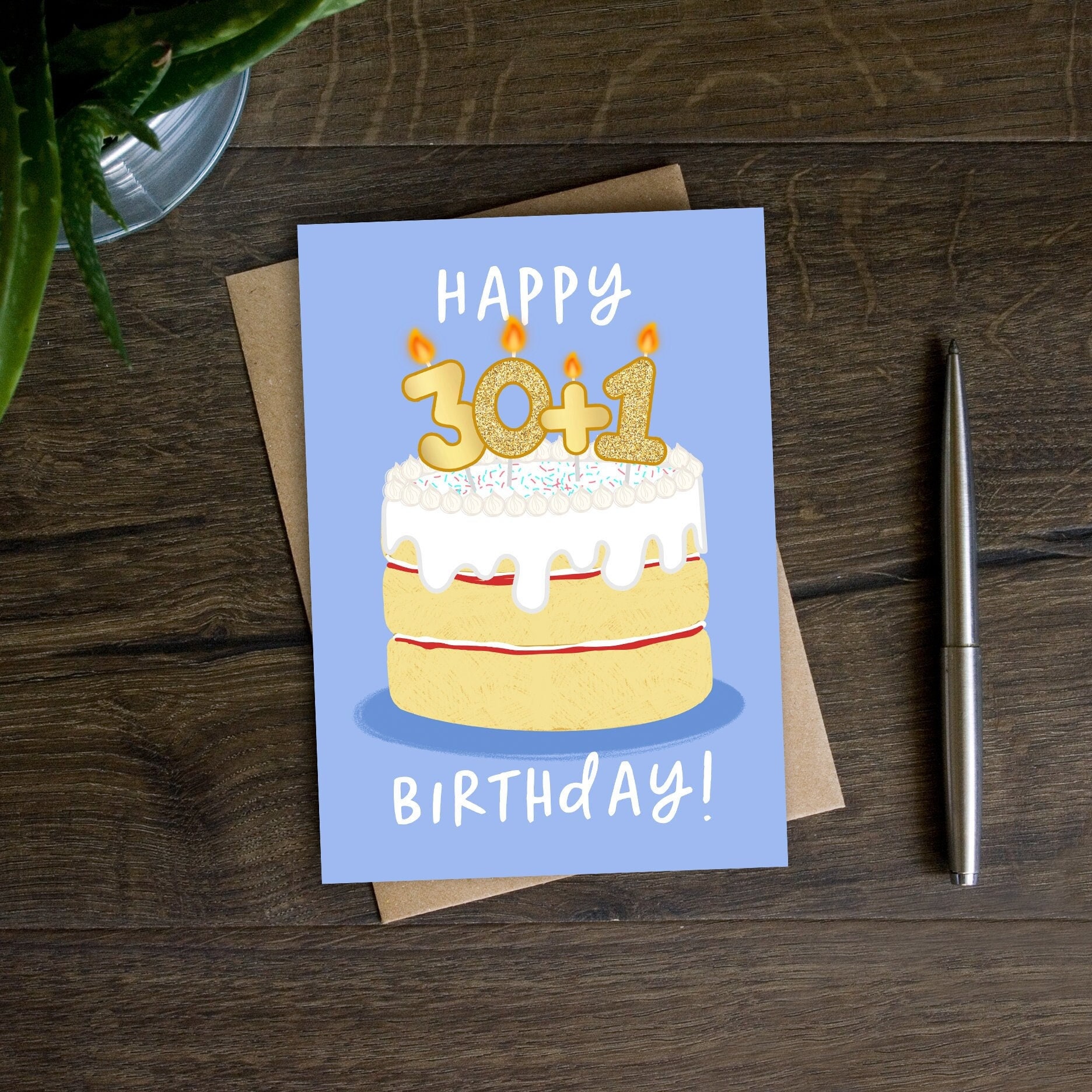 31st Birthday Card, 30 Plus One, 30 + 1 Birthday, Milestone Age Card ...
