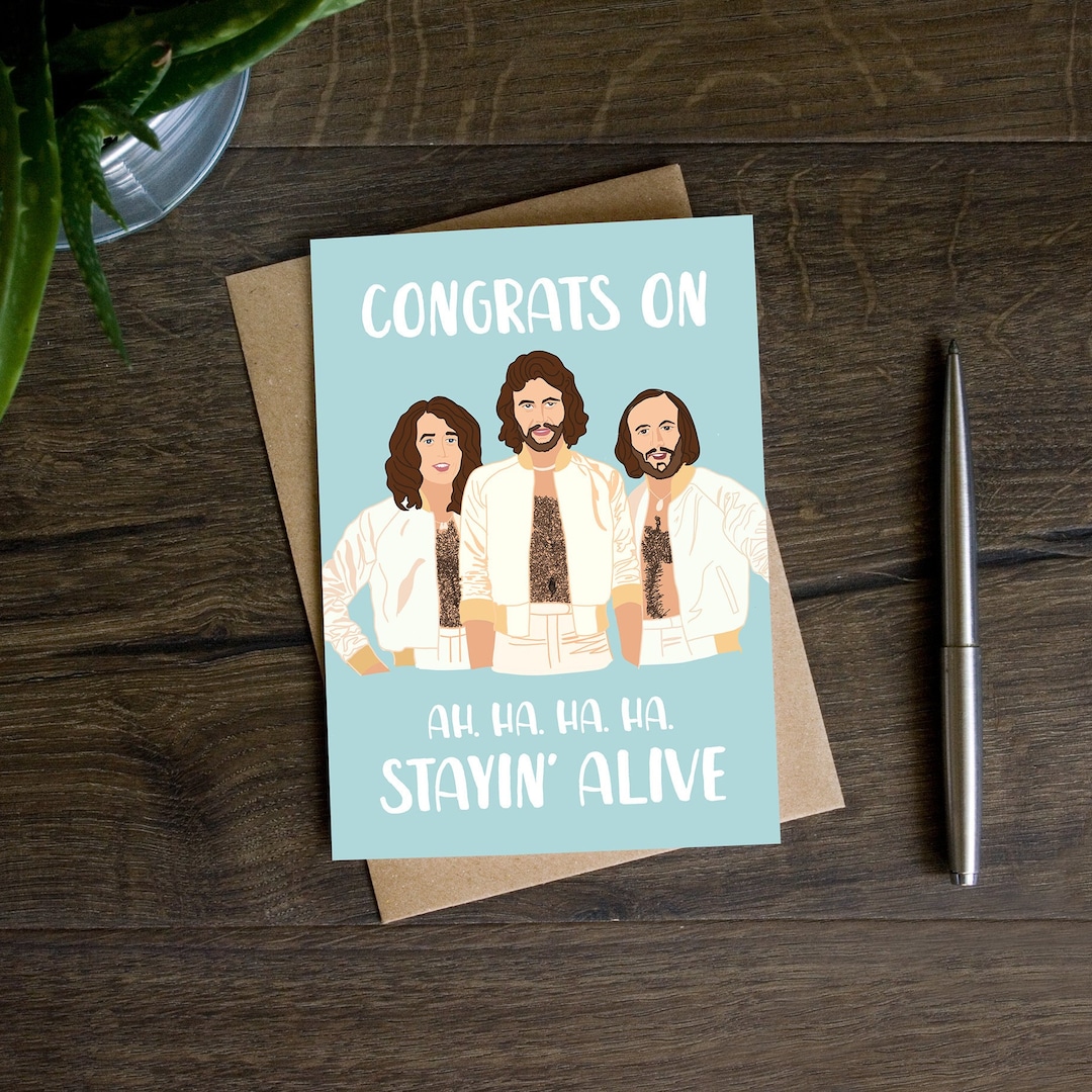Funny Birthday Card for Him | Staying Alive Bday Card for Dad, Grandad ...